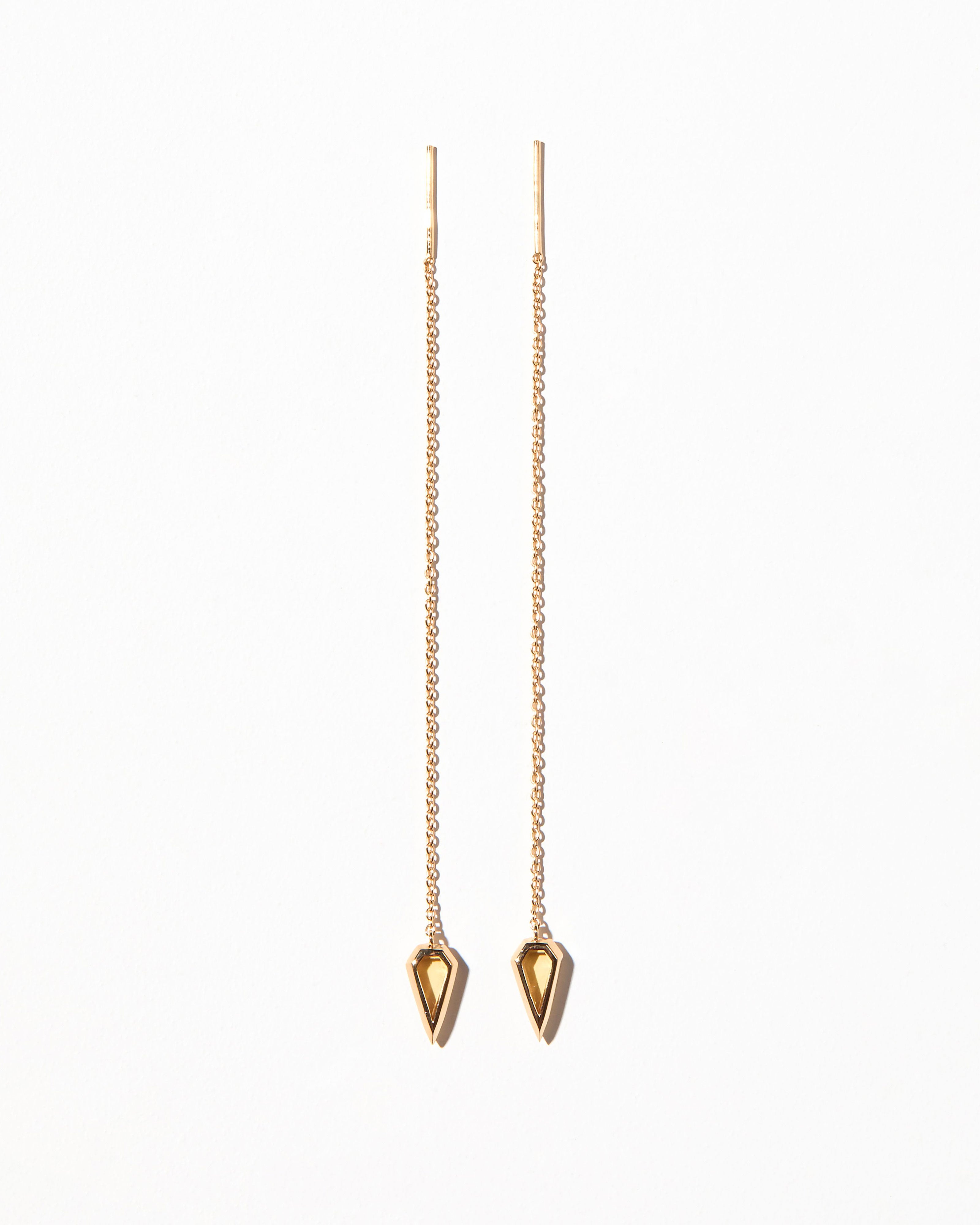 Sener Besim | Spear Gem Thread Earrings - Gold & Yellow Spinel | Earrings